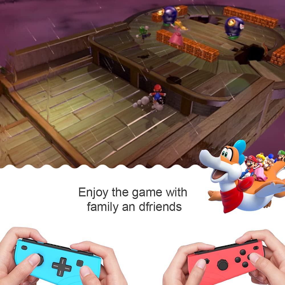 Switch Controllers, Replacement for Joycon Controllers with Grip Dual Shock Wake-Up Plug and Play, (L/R) Controller Compatible for Nintendo Switch/Switch lite (Blue and Red)