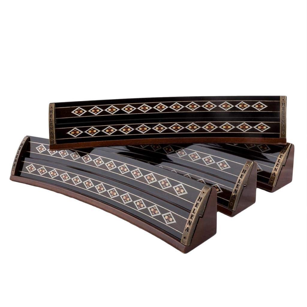 Wooden Mosaic Inlaid Oval Rummy Game Set - Wooden Rummy Cube Black veneered
