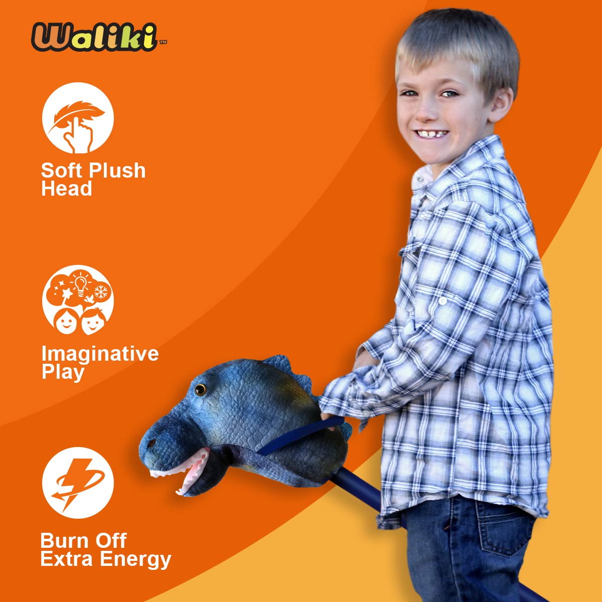 WALIKI Stick Horse Dinosaur T-Rex | Plush for Kids & Toddlers