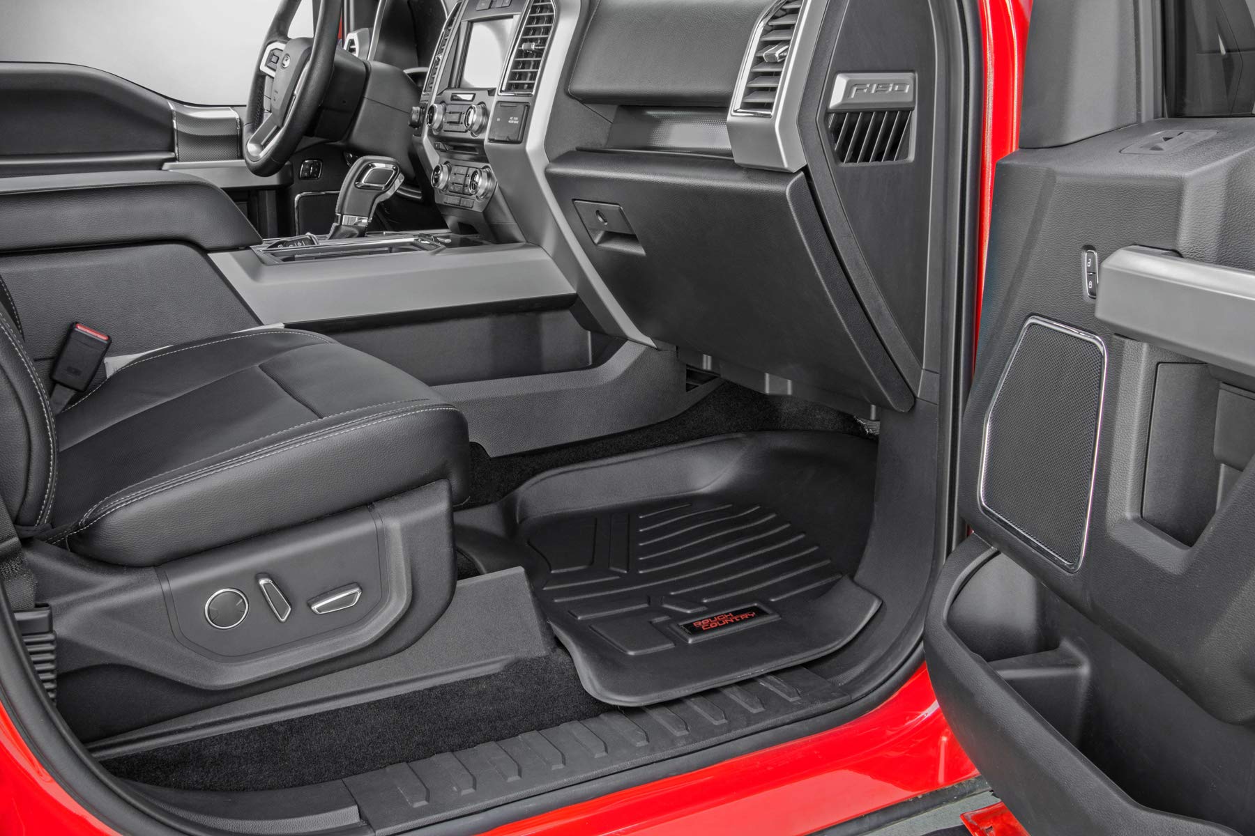 Rough Country All Weather Floor Mats Set for Chevy/GMC 1500 Extended Cab (1999-2006) - Custom Fit Rubber Floor Mats, Durable Rubber Truck Mats, Waterproof Truck Floor Mats
