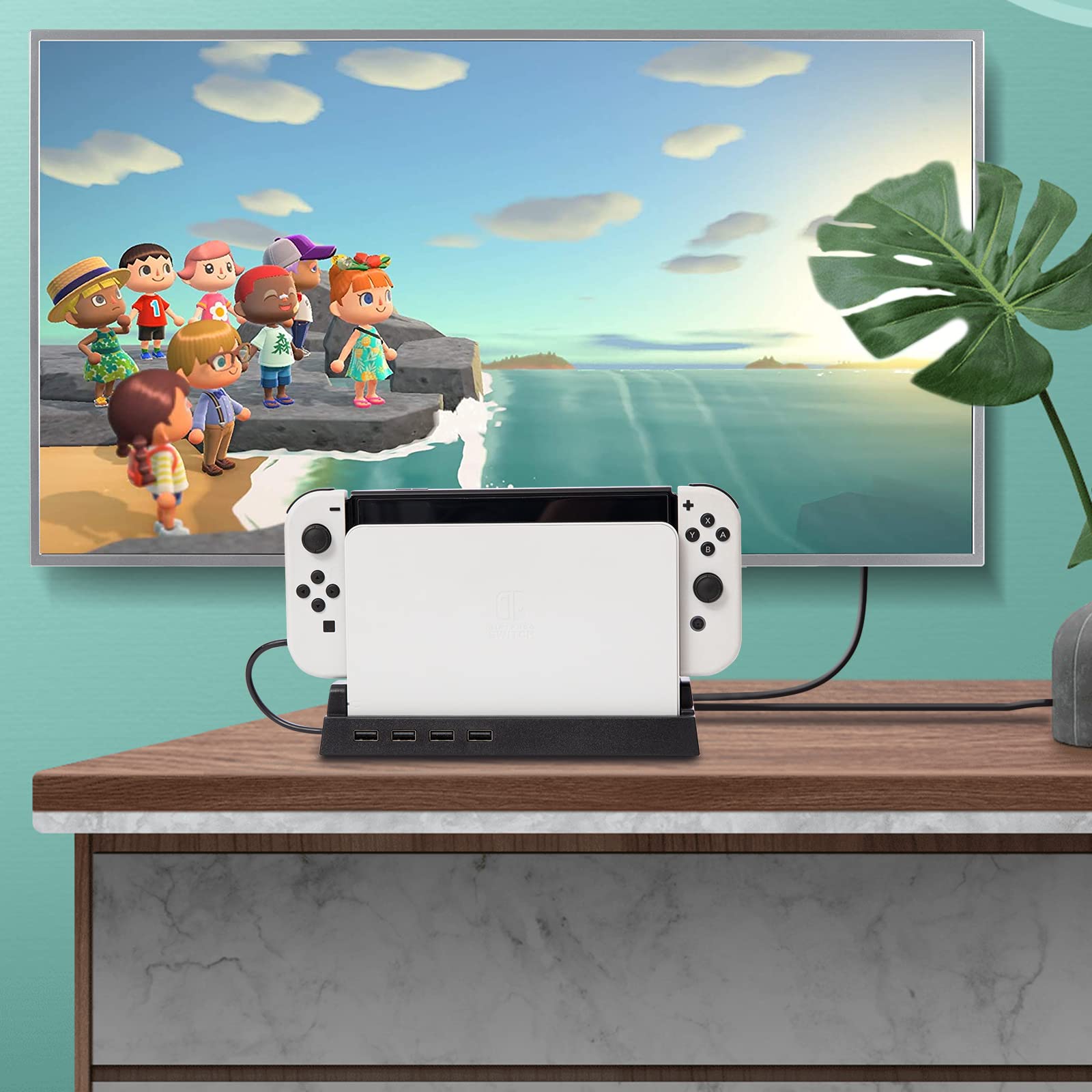 Switch Hub Dock, USB Hub for Nintendo Switch with 4 Output Ports (Does not work with keyboard and mouse)