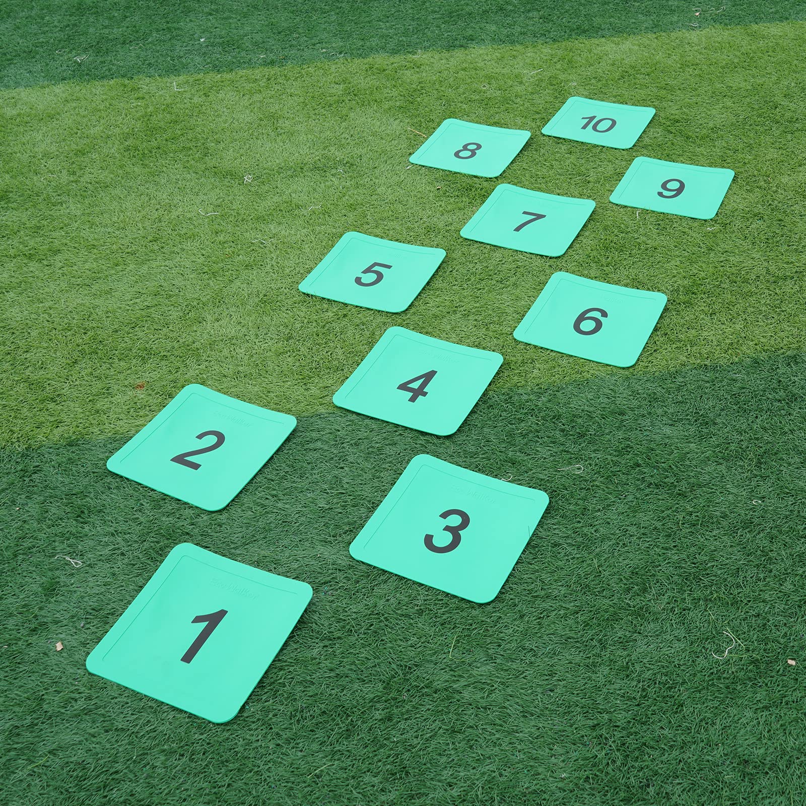 Eco Walker 12inch Numbered Floor Spot Markers Thrown Down Baseball Bases Foot Yard Marker Hopscotch Square Mat (BLUE)
