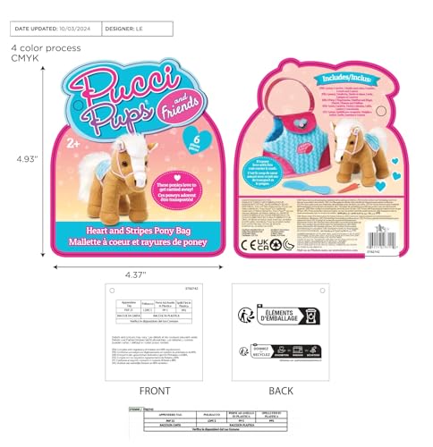 Pucci Pups β Beige Horse with Blue Stripes and Pink Pony Bag (ST8274Z) 10 inches