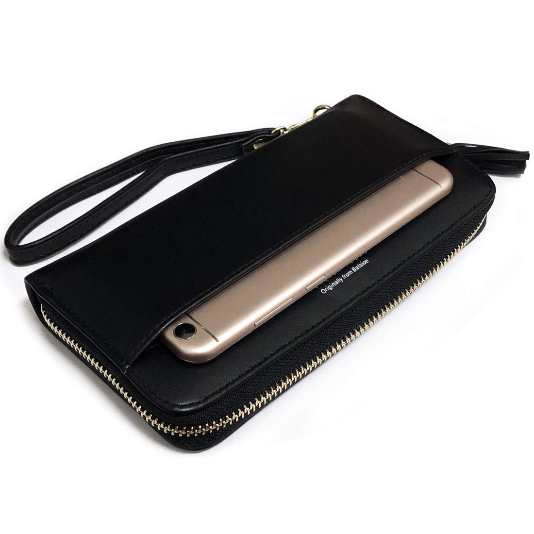 Wallet-NEWANIMA Women Multi-card Two Fold Long Zipper Clutch Purse (Style10-Black)
