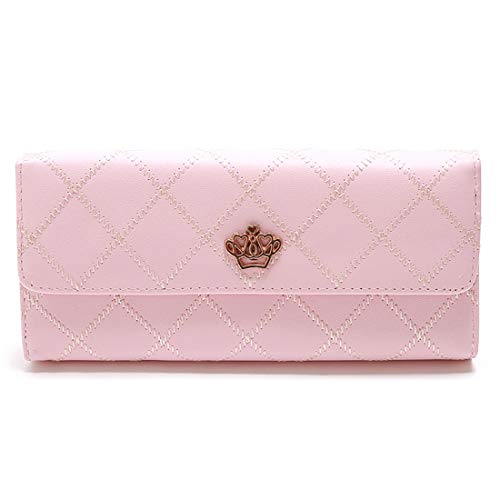 Wallets,Womens Lady PU Leather Zipper Large Capacity Multi Card Organizer (Style3-Pink)