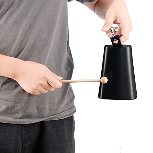Eastrock 6 inch Metal Steel Cow Bells Noise Makers Hand Percussion Cowbell with Stick for Drum Set