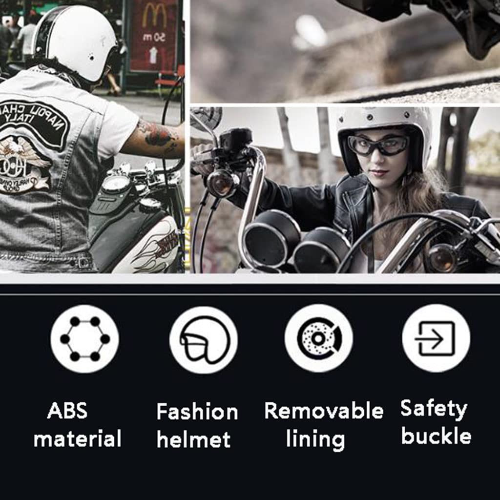 DOT Approved Retro Style Open Face Half Helmet, German Vintage Skull Cap Helmet, with Goggles Motorcycle Chopper Scooter Moped ATV Cruiser Helmet, Four Seasons for Adults Unisex-B-M(55-56CM)