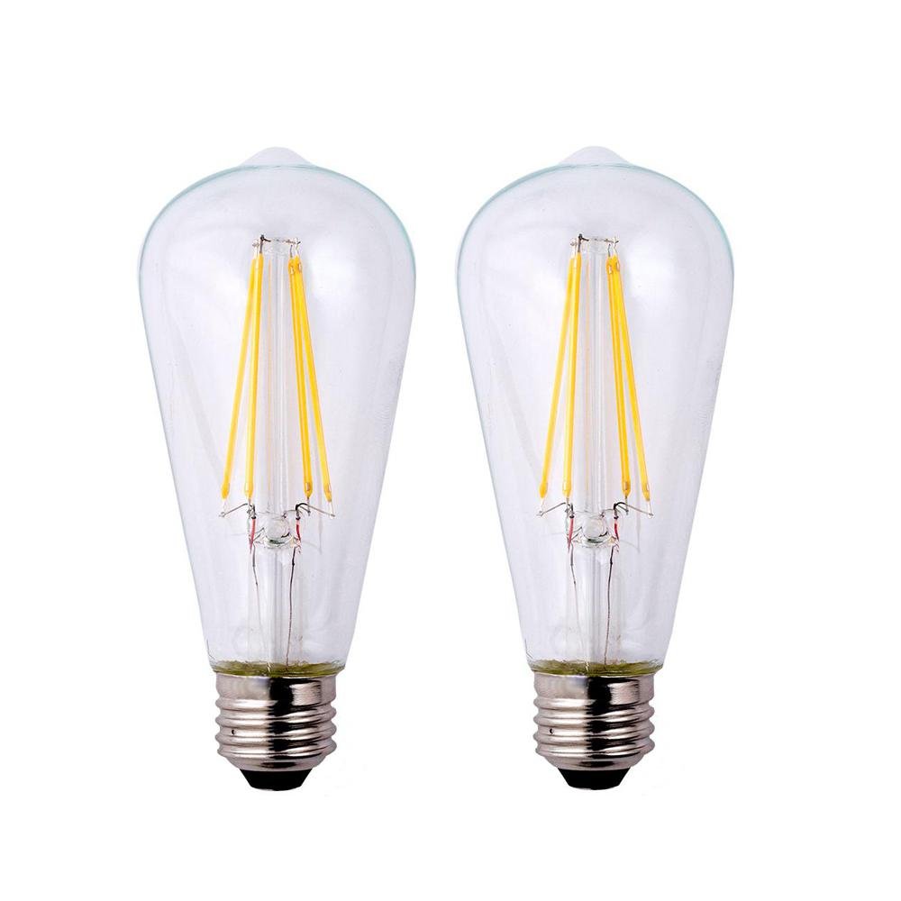 EcoSmart 40-Watt Equivalent ST19 Antique Edison Dimmable Clear Glass Filament Vintage Style LED Light Bulb Daylight (2-Pack)
