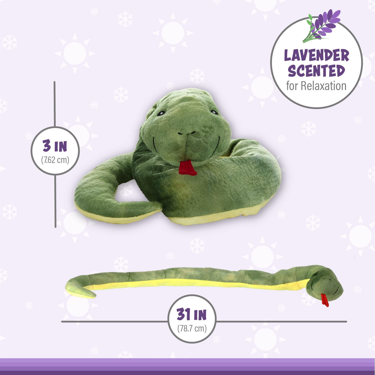 Warm Pals - Sammy The Snake - 1.5lbs - Cozy Microwavable Lavender Scented Plush Toys - Heated Stuffed Animal - Heatable Coolable Bedtime Comfort Plushie