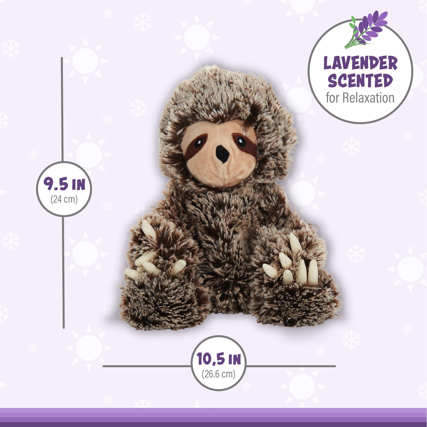 Warm Pals - Slowpoke Sloth - 1.5lbs - Cozy Microwavable Lavender Scented Plush Toys - Weighted Stuffed Animal - Heatable Coolable Bedtime Comfort Plushie