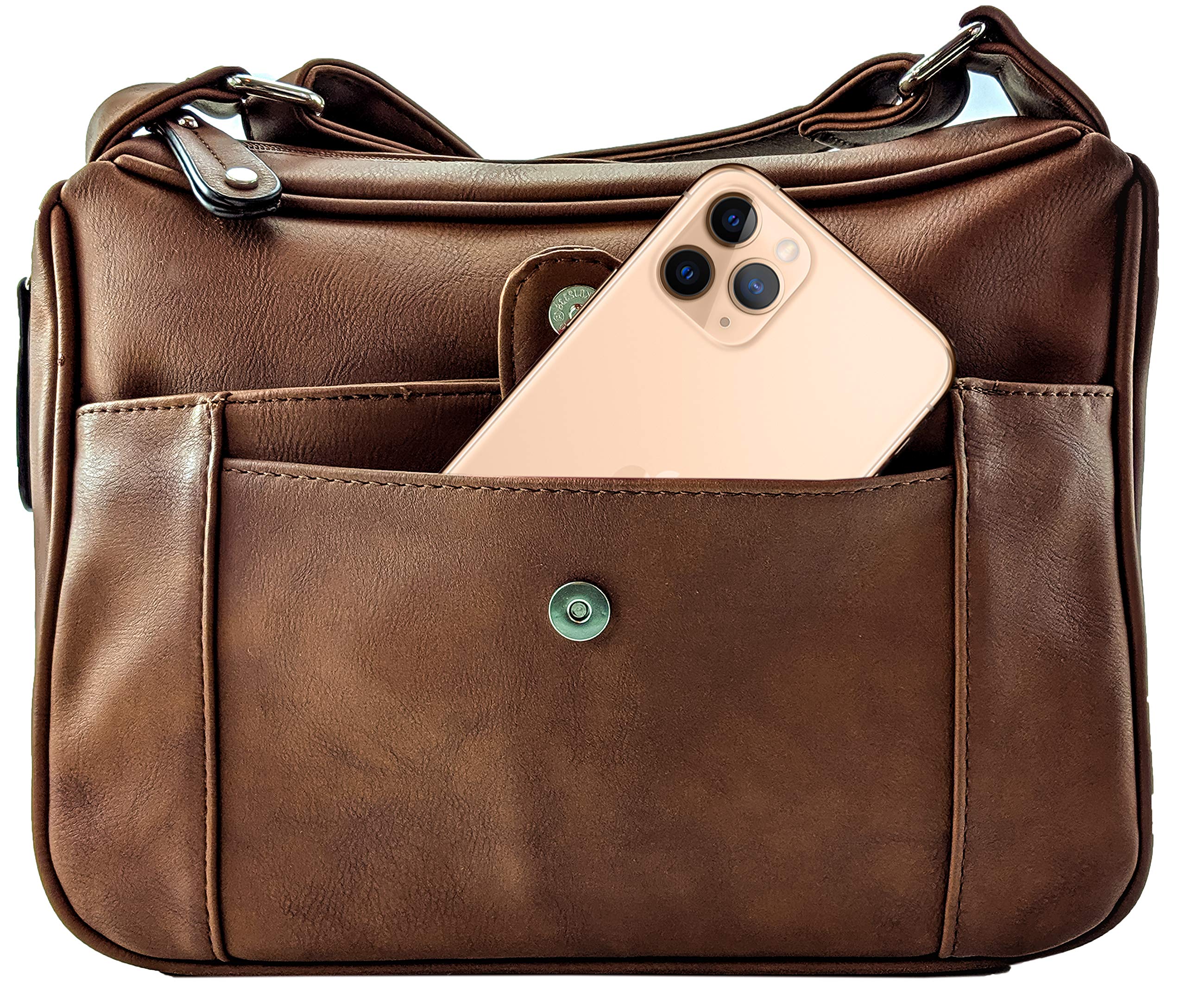 Purse King Magnum Dark Brown Concealed Carry Handbag