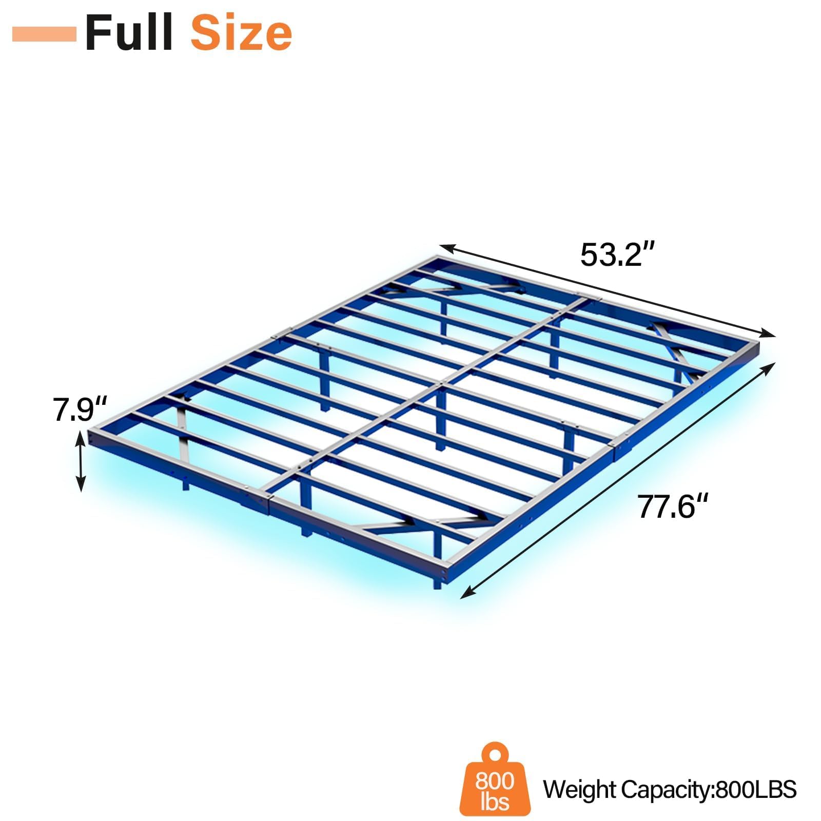 HOMBCK Floating Bed Frame Queen Size with LED Lights, Metal Platform Queen Bed with Heavy Duty Steel Slats, Large Under Bed Storage, No Box Spring Needed, Easy to Assemble, Black