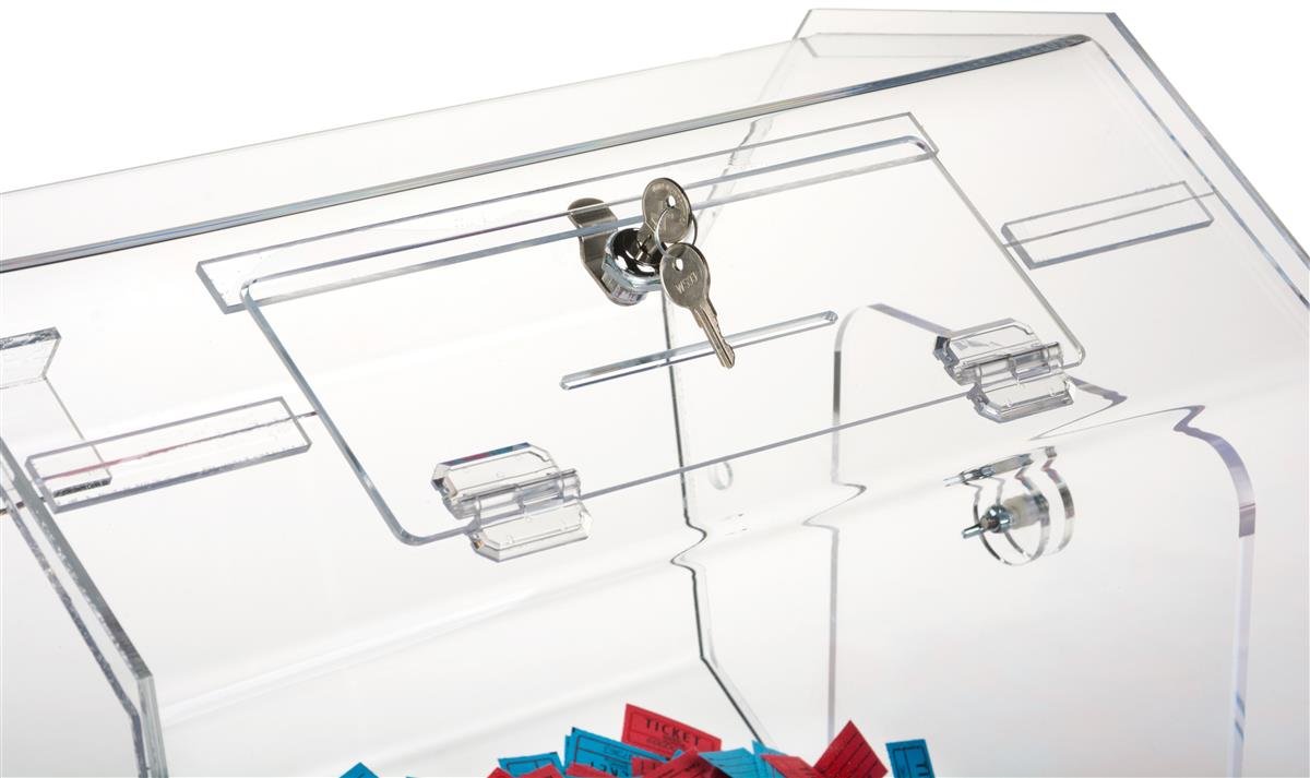 Clear Plexiglas Raffle Drum with Locking Hinged Door for Countertop Usage - Medium