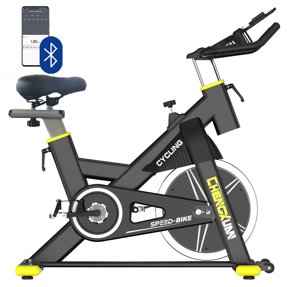 EASY BIG Stationary Exercise Bike with Bluetooth, Magnetic Resistance, 35lbs/16kg Flywheel, Comfortable Cushion for Home Cycling and Cardio Training