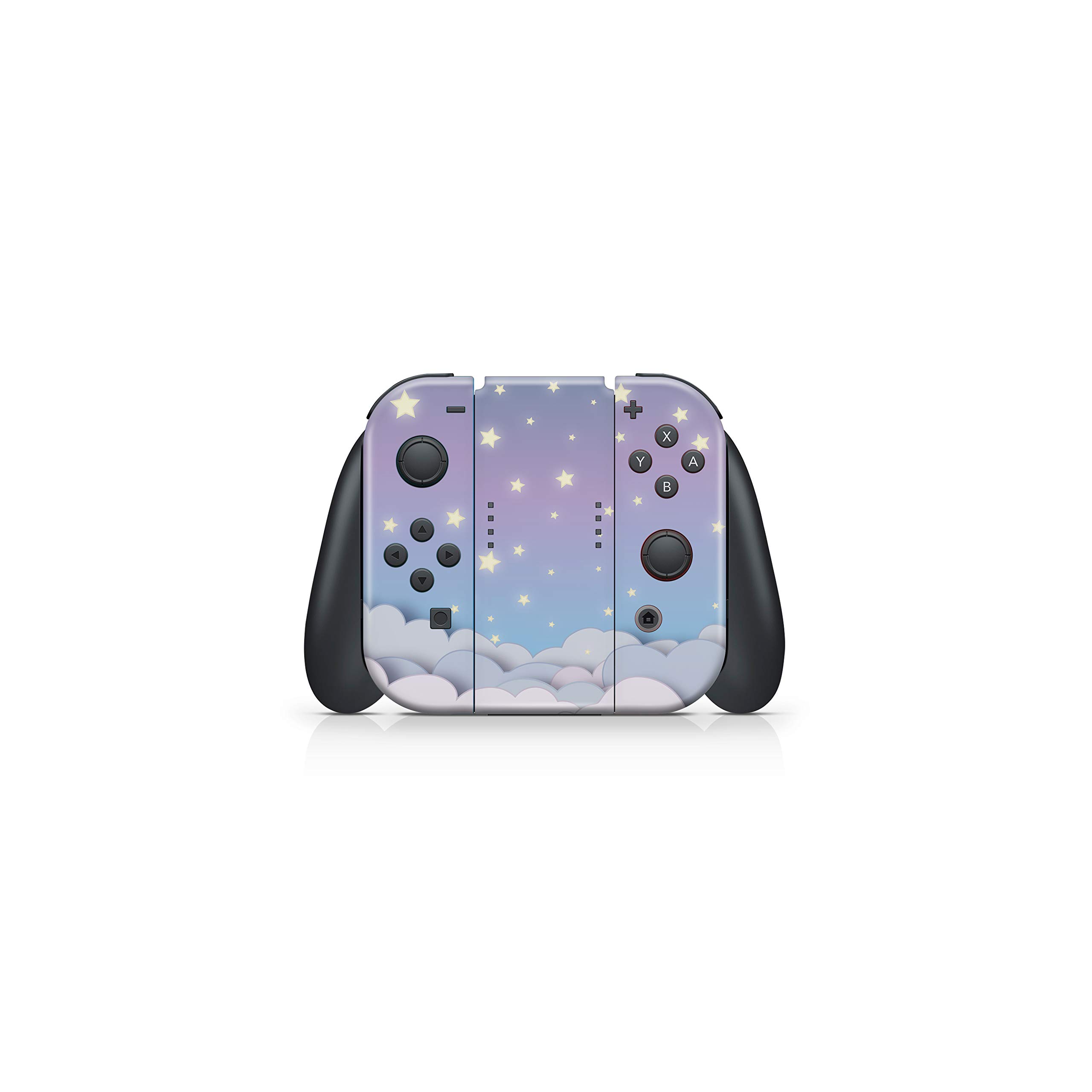 Tacky Design Clouds Skin Compatible with Nintendo Switch Skin Wrap Cover, Pastel Purple Sky Moon Skin for Nintendo Switch Stickers, Premium Vinyl 3M Full Wrap Decal.