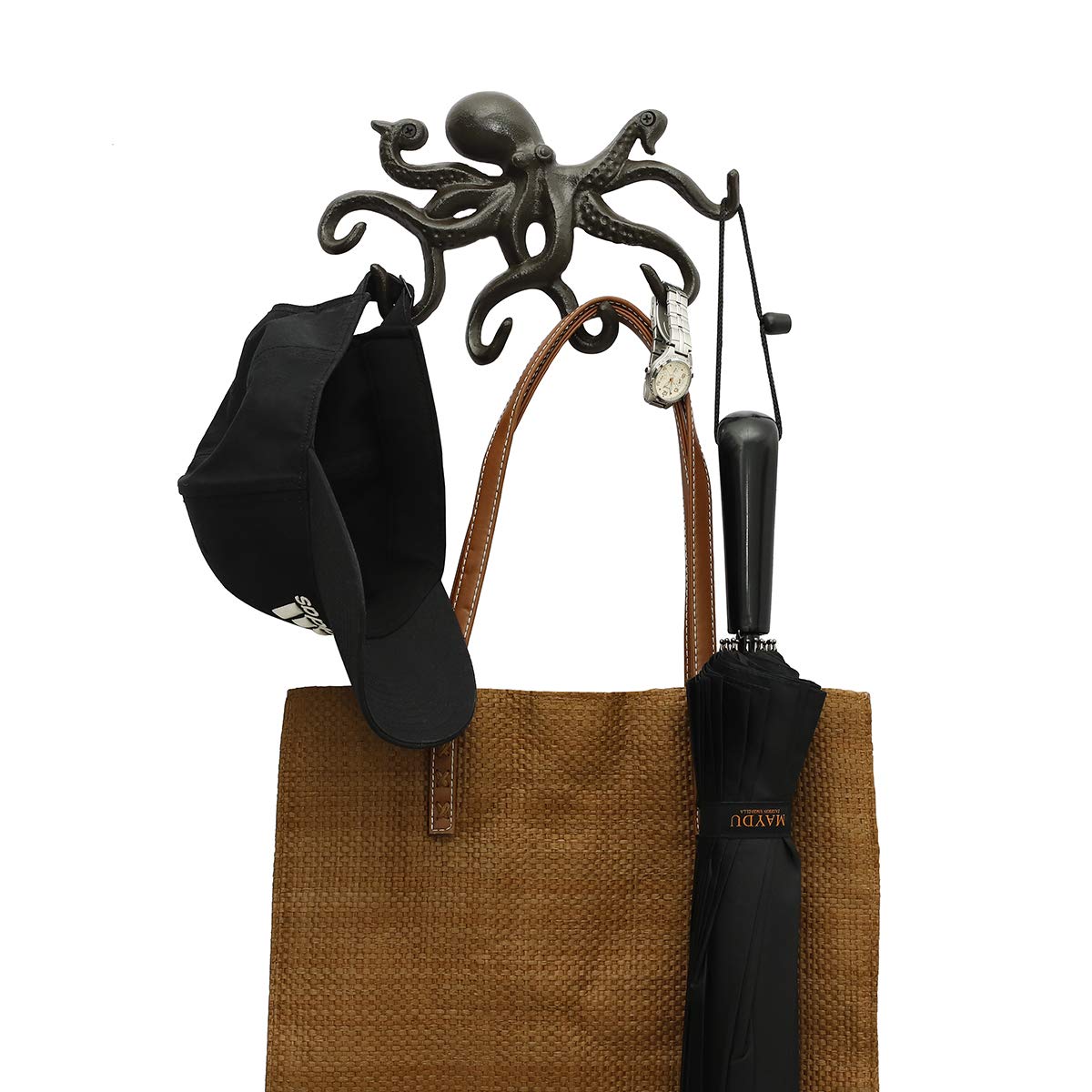 ChasBete Key Holder for Wall, Octopus Coat Hooks Wall Mounted Towel Hooks, Heavy Duty Wall Hooks Decorative with 6 arms