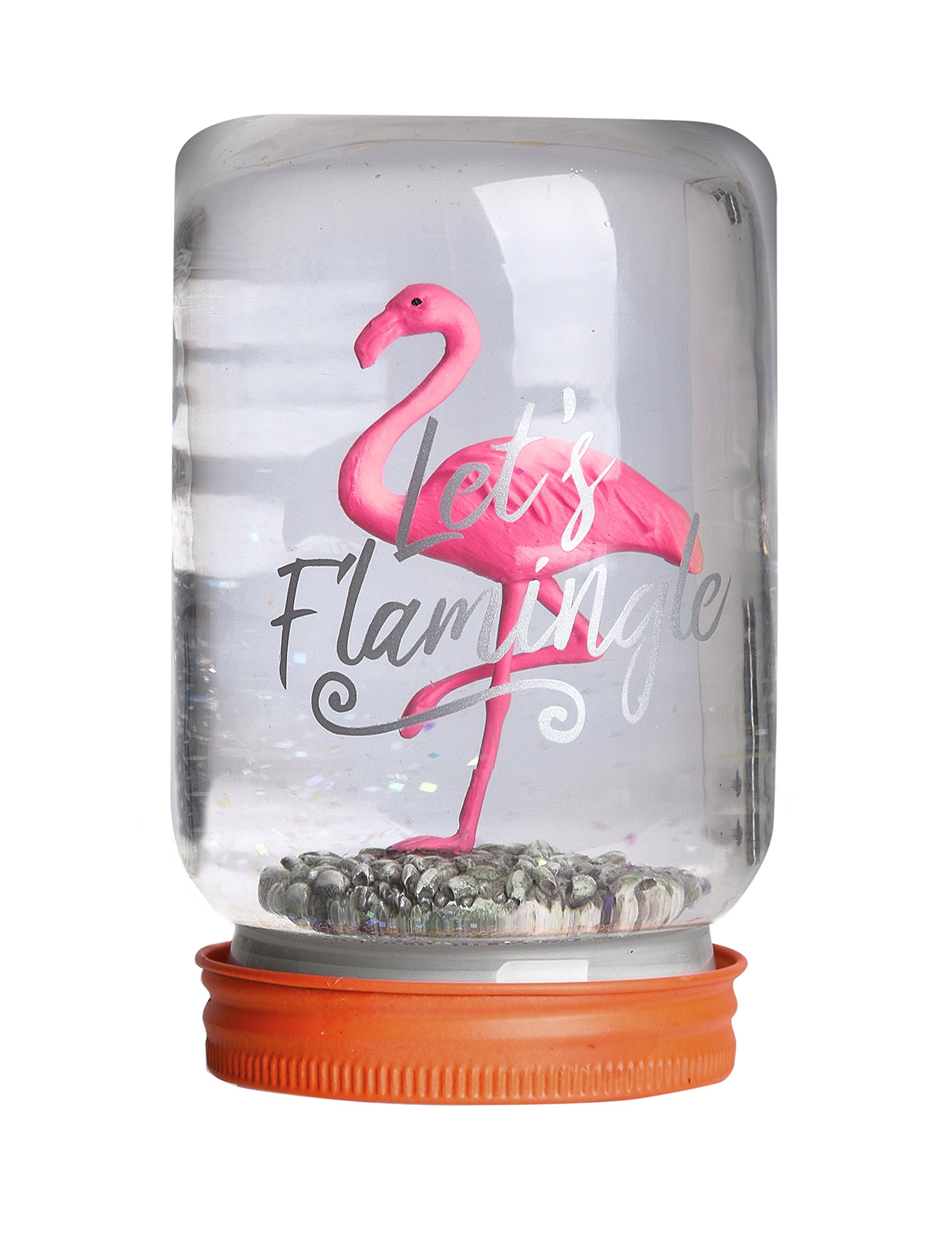 Pusher Jar Snowglobe Natale-Flamingo Ball, Pink, 8 x 8.5 x 13.5 cm