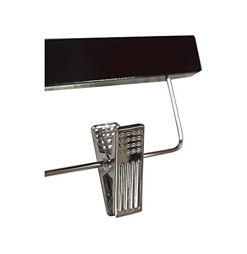 NAHANCO 2214RCCH10 14” Wooden Skirt Slack Hangers with Chrome Hardware Black (Pack of 10)