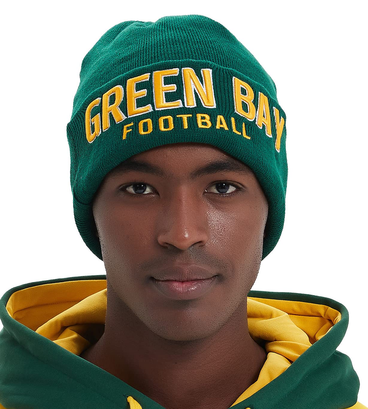 CLORPEAK Green Bay Embroidery Classic Cuff Beanie Hat Cuffed Winter Hat Knit Toque Skull Cap - Green OneSize