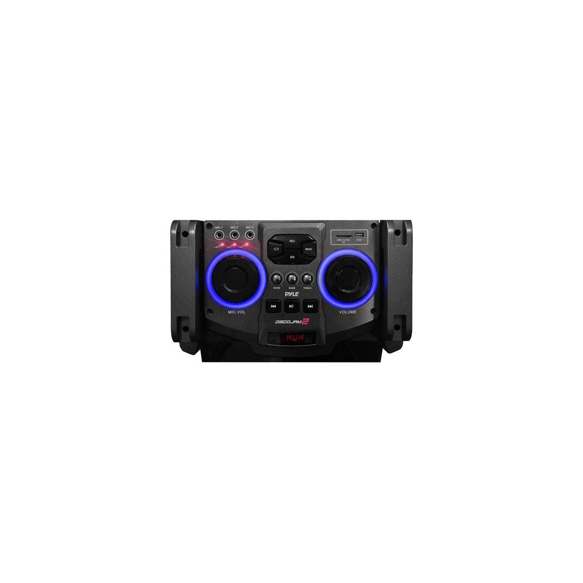 Pyle Bluetooth PA Loudspeaker Karaoke System - Active Powered Speaker, Flashing DJ Party Lights, Microphone Recording, MP3/USB/SD, FM Radio, Wireless Mic - Pyle PSUFM1235BT