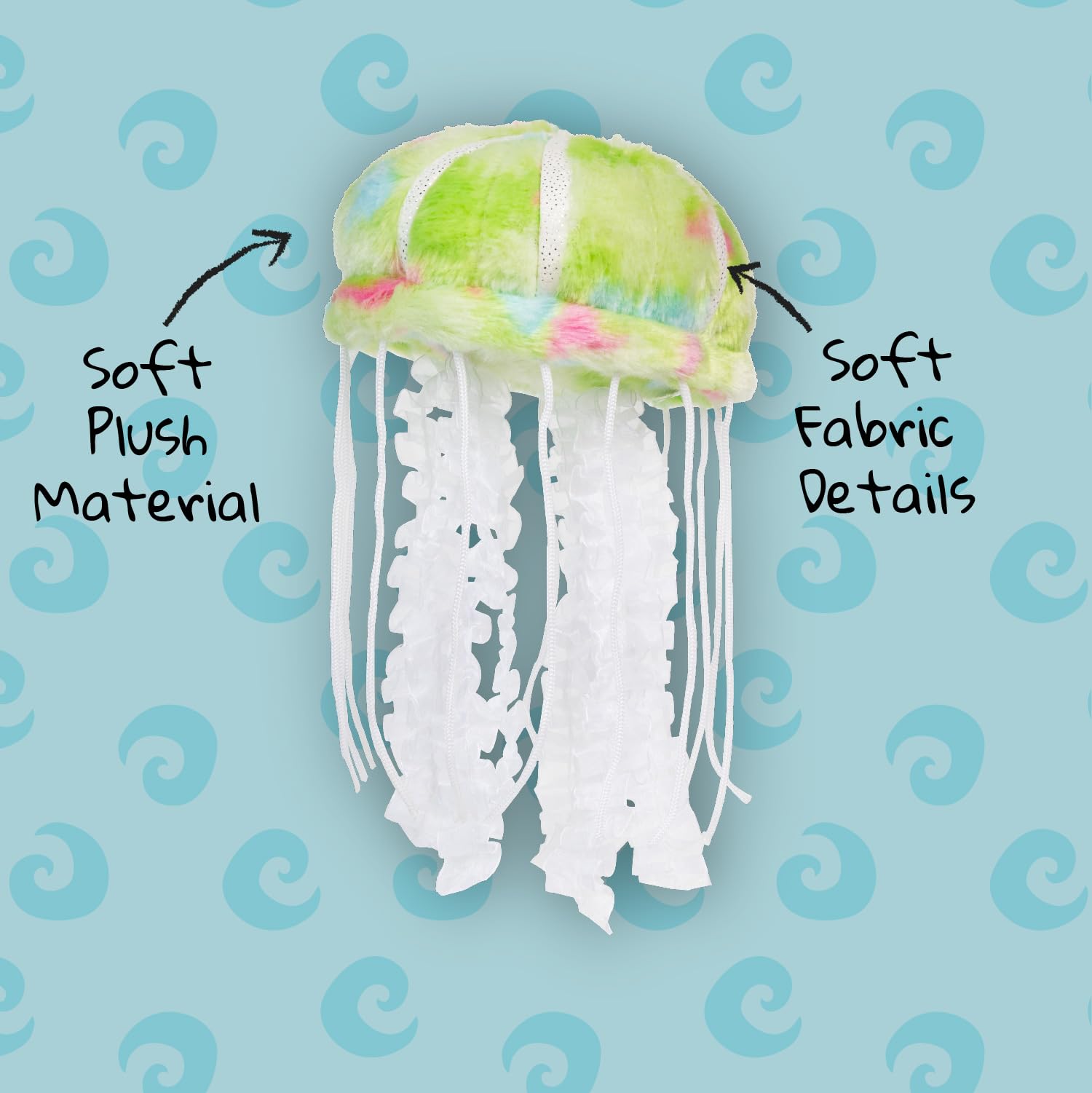 WISHPETS ConfettiSoft 7" Jellyfish Stuffed Animal Plush Toy - Green