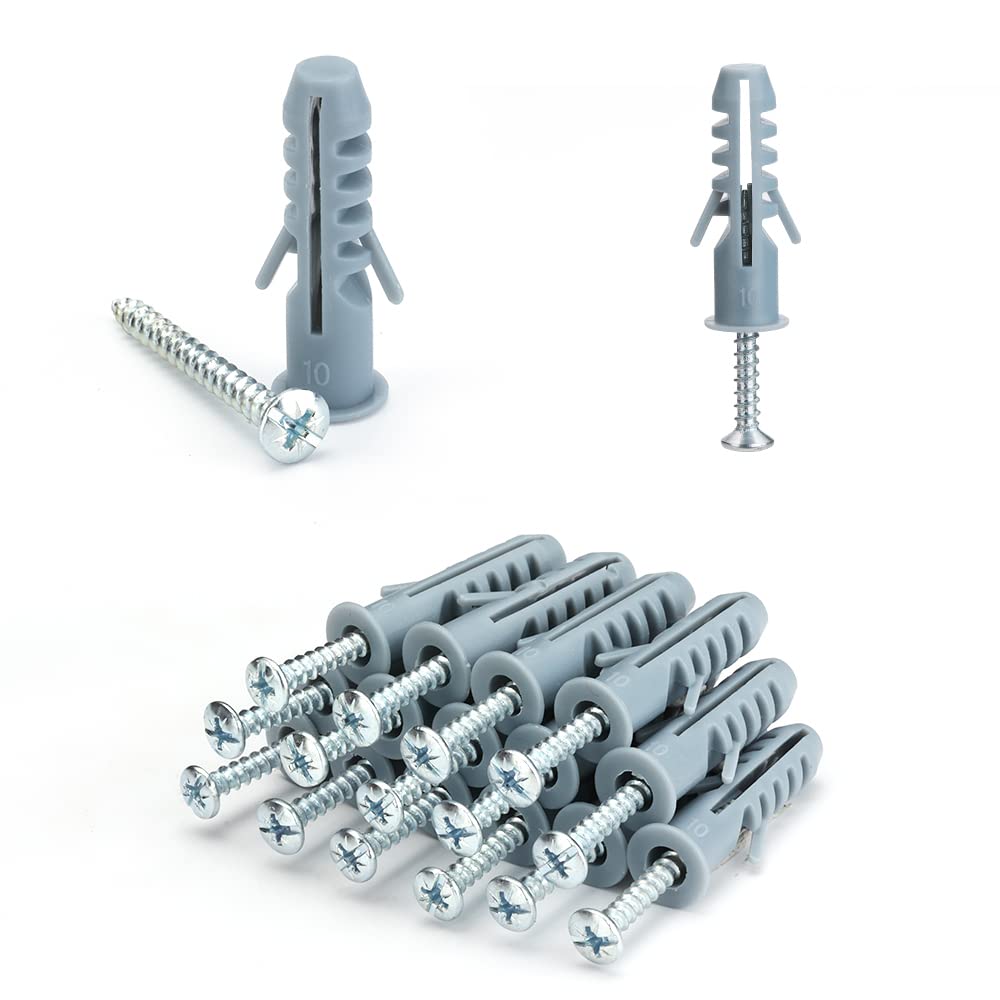 CNAM (#10) Drywall Screws Kit, Anchors and Screws kit 10mm x 37.1mm Universal Wall Expand Anchor with Self-Tapping Screws (100 Pcs) for Fixed and Hanging
