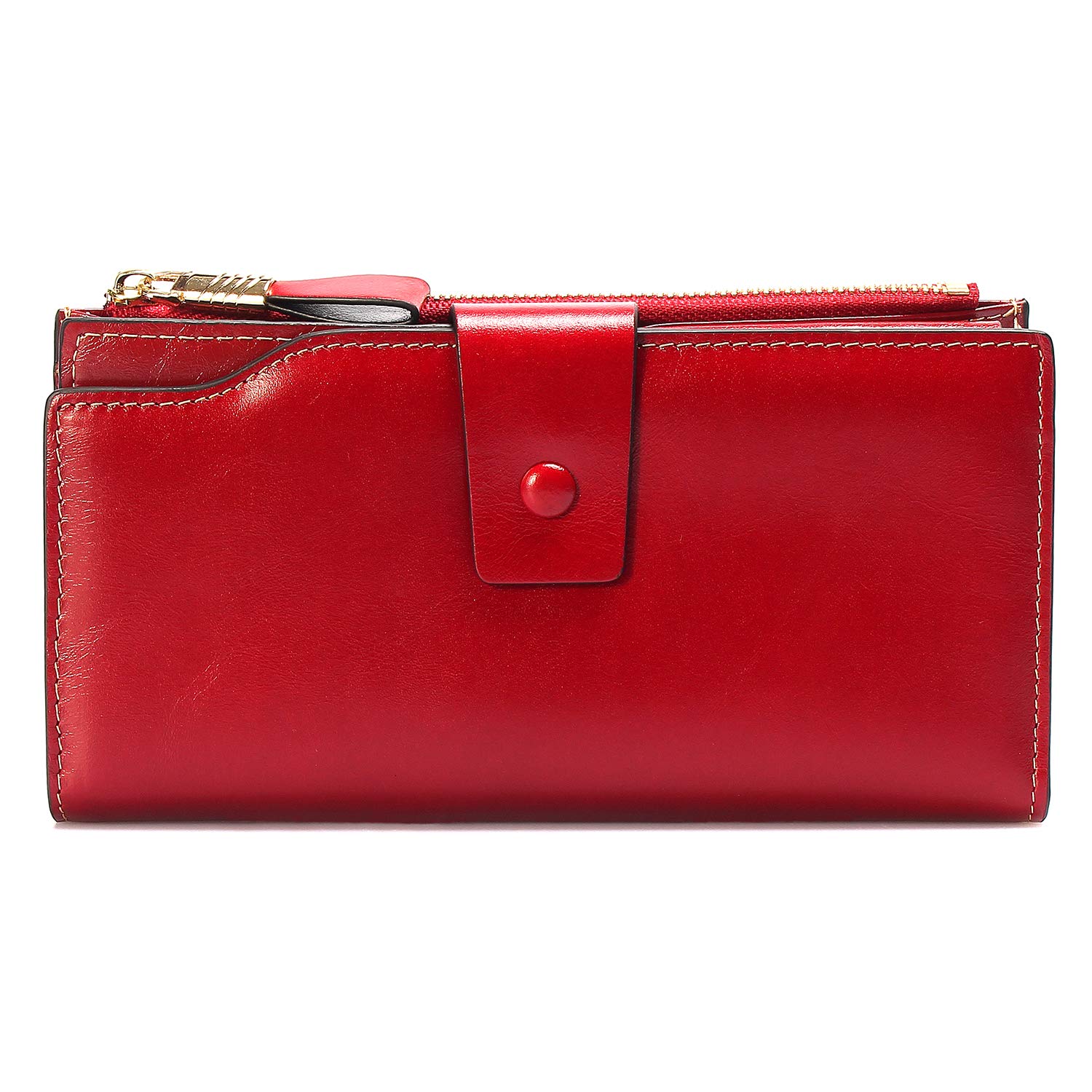 women clutch wallet genuine leather checkbook(red)