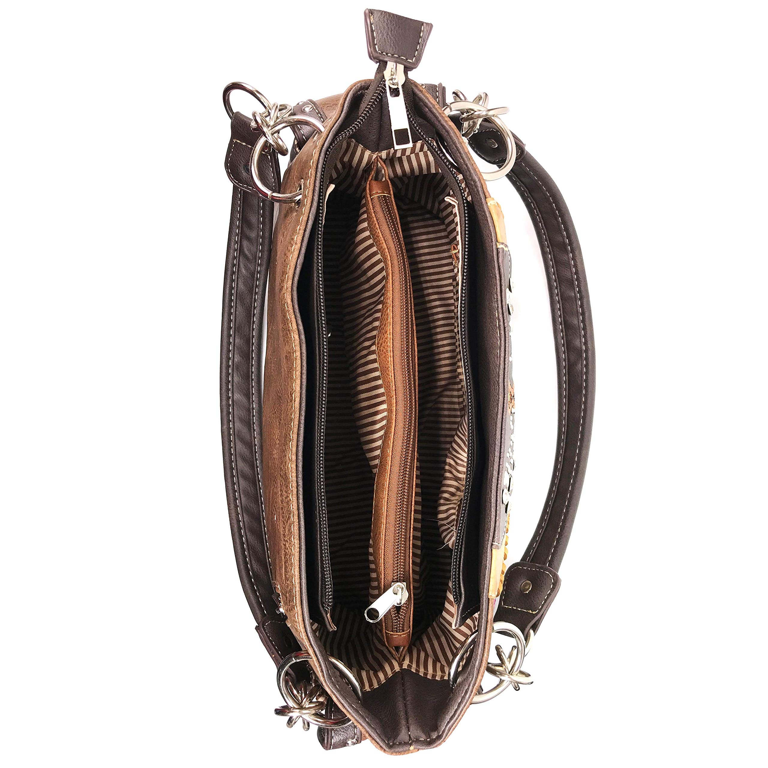 Zelris Turquoise Stone Concho Peacock Feather Women Conceal Carry Handbag (Turquoise)
