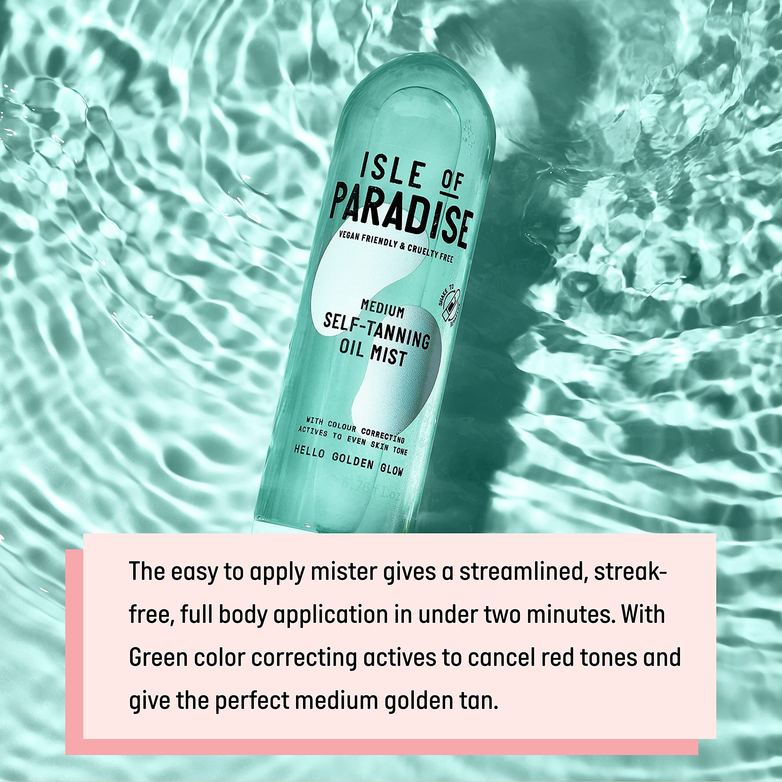 Isle of Paradise Self Tanning Oil Mist, Medium (Golden Glow) - Color Correcting Self Tan Spray, Vegan, Cruelty Free, 6.76 Fl Oz