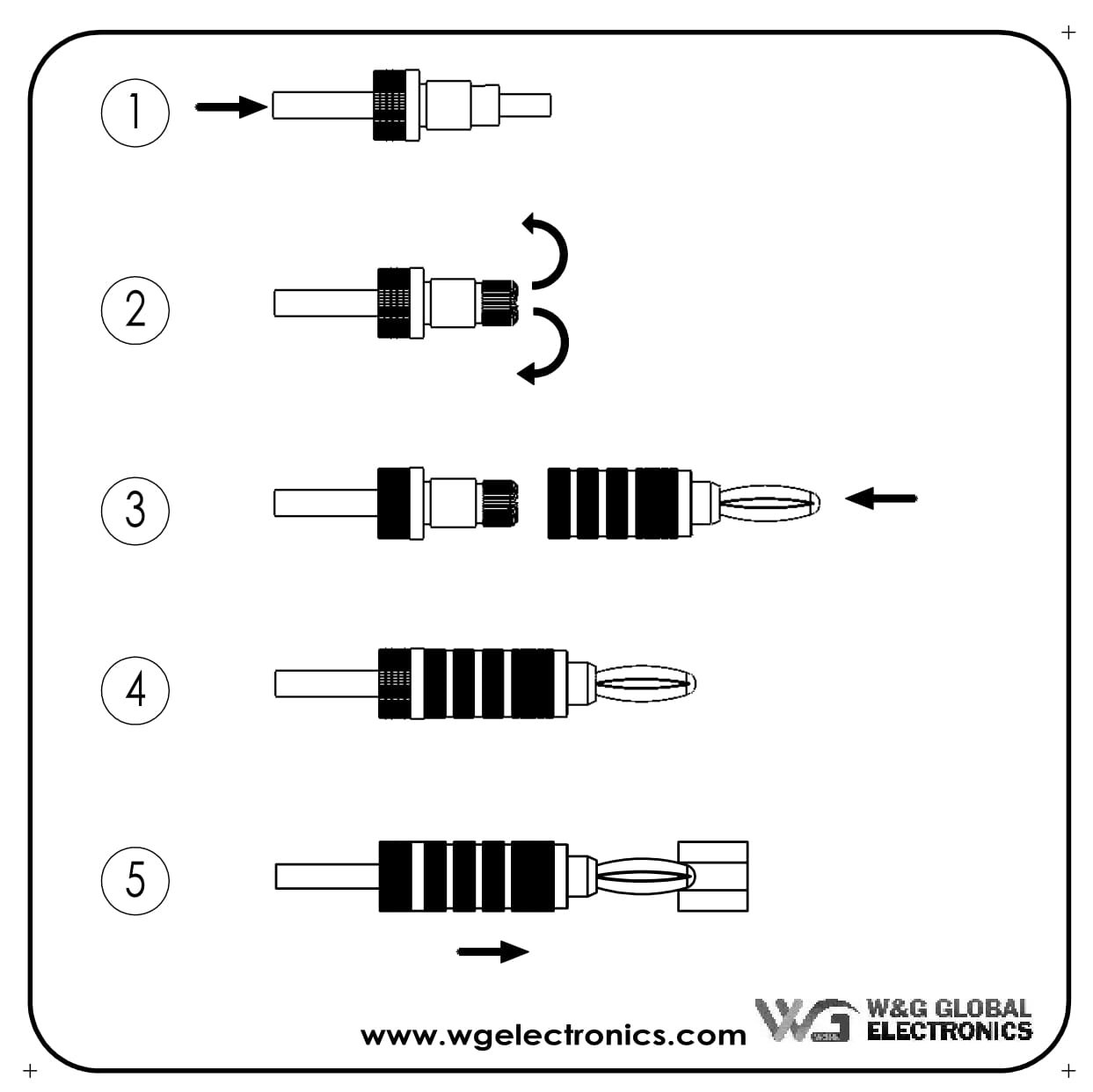 WGGE WG-3333 24k Gold Plated Speaker Banana Plugs-Closed Screw Type (10 Pairs (20 PLUGS))
