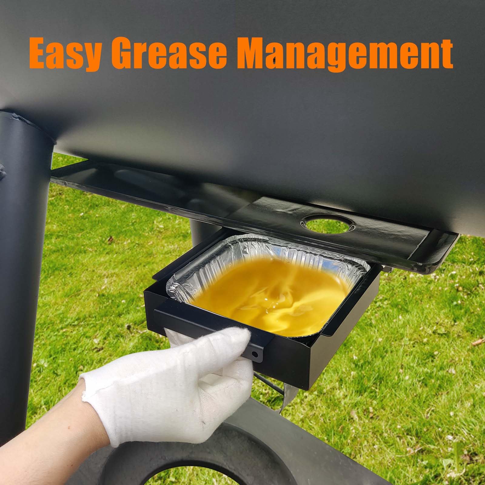 Grease Tray with Catch Pan for Oklahoma Joe's Longhorn Combo Grill, Grease Catcher for Oklahoma Joe's 15202029 12201767 14201767, Comes with 15 Aluminum Liners, Replacement for CHR1767048, CHR1767053