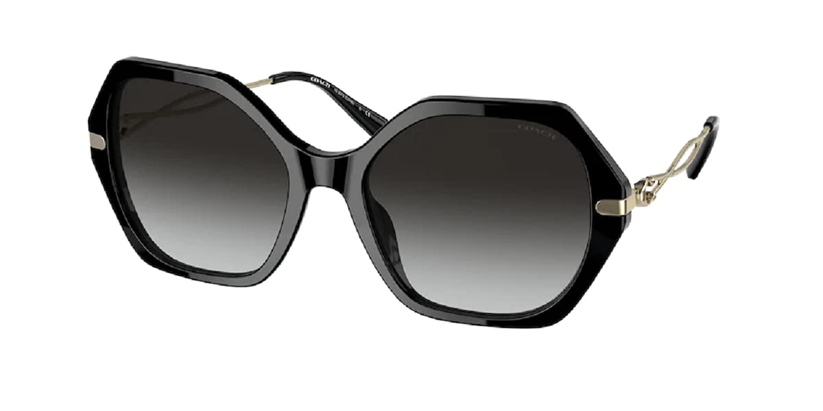 Coach HC8315 57MM Black/Gray Gradient Irregular Sunglasses for Women + BUNDLE with Designer iWear Eyewear Kit