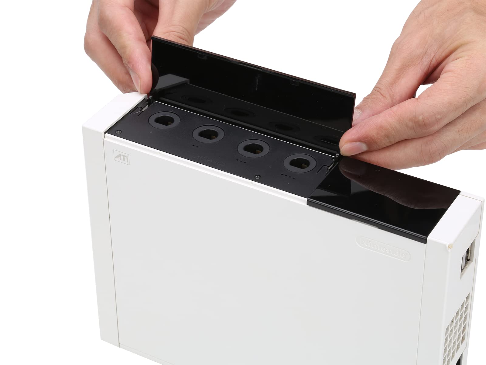 Wii Console Replacement Dust Door, 3 in 1 Repair Part Slot Cover for Nintendo GameCube, NGC Conrtroller/NGC Memory/SD Slot Lid-Black