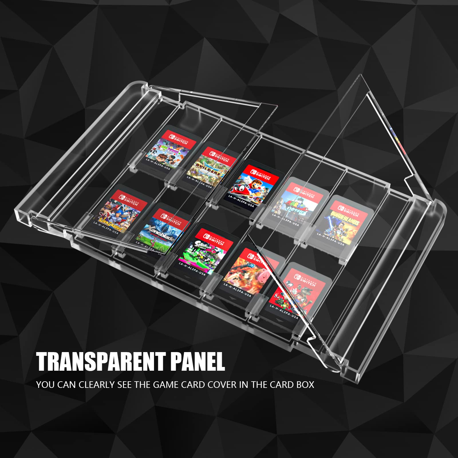 ECHZOVE Premium Game Card Case for Switch OLED, Switch Card Case Cartridge Game Card Display Cabinet Box, Crystal Clear Game Cartridge Holder Fit Switch OLED Charging Station (10 Slots)