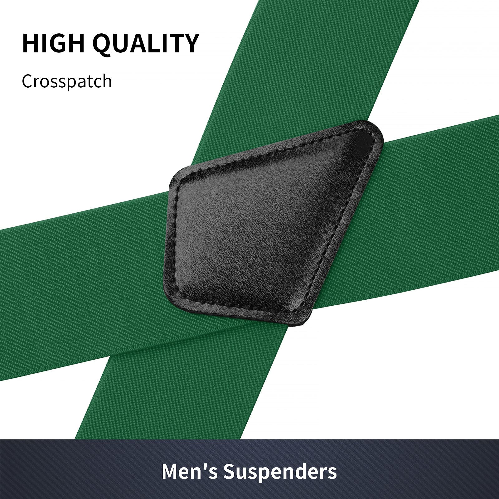 CWKOON Men's Trousers Braces with Very Strong 2 inch Wide 4 Clips Heavy Duty Suspenders for Men X Style Adjustable Suspender Green