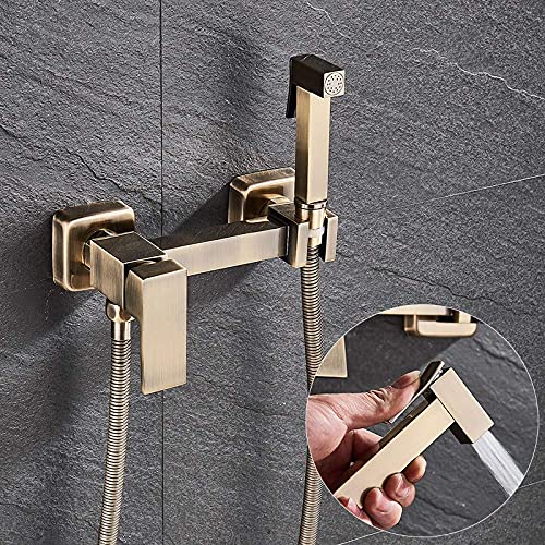 icVantA Shower System Antique Bronze Bidet Shower Faucets Brass Hygienic Shower Spray Airbrush Tap Hot & Cold Mixer Toilet Spray Bidet ShowerRound ModelοΌSquare Model