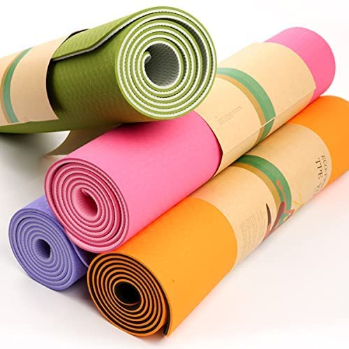 Eco-Friendly TPE Yoga Mats Fitness Gym 8 mm Thick Exercise Gym Mat Non Slip (Orange)