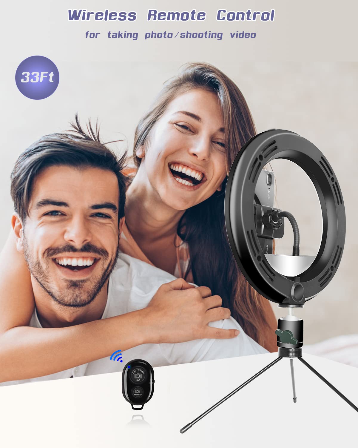 EEIEER 12" RGB Ring Light with Stand, video conference lighting, Dimmable Circle Light, Flash Light with Cell Phone Holder Desktop for Live Stream/Makeup/Video/Photography