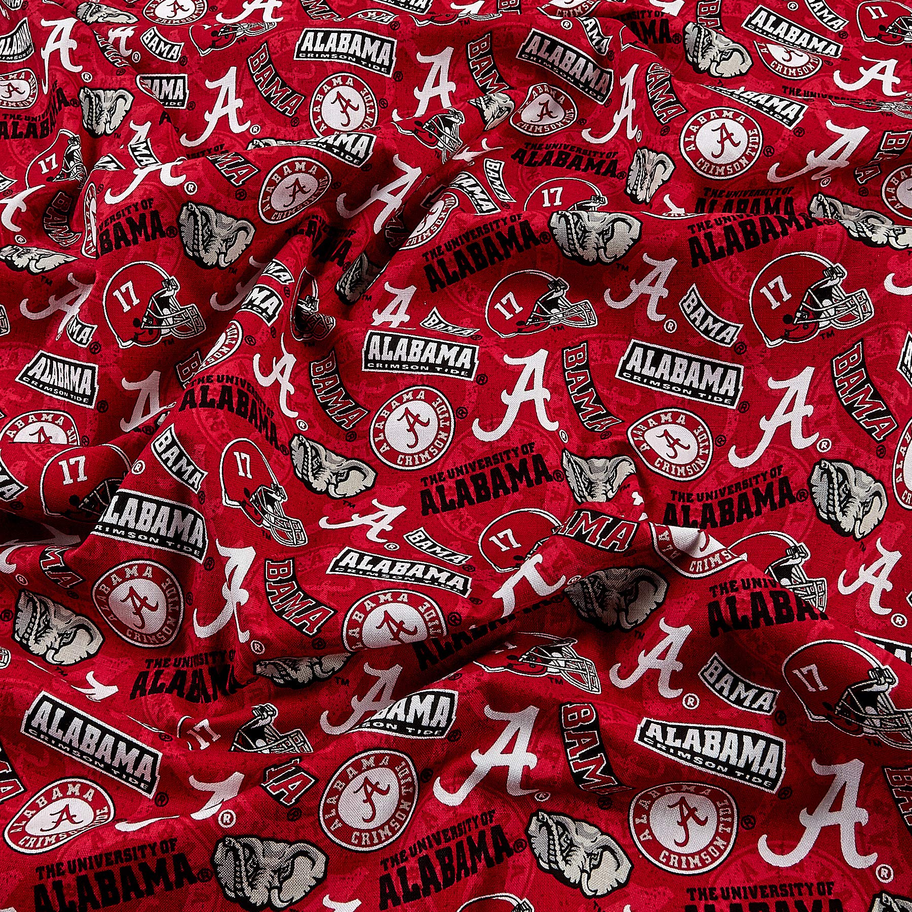 NCAA Alabama Crimson Tide 1178 Tone on Tone Red/White/Gray/Black, Fabric by the Yard