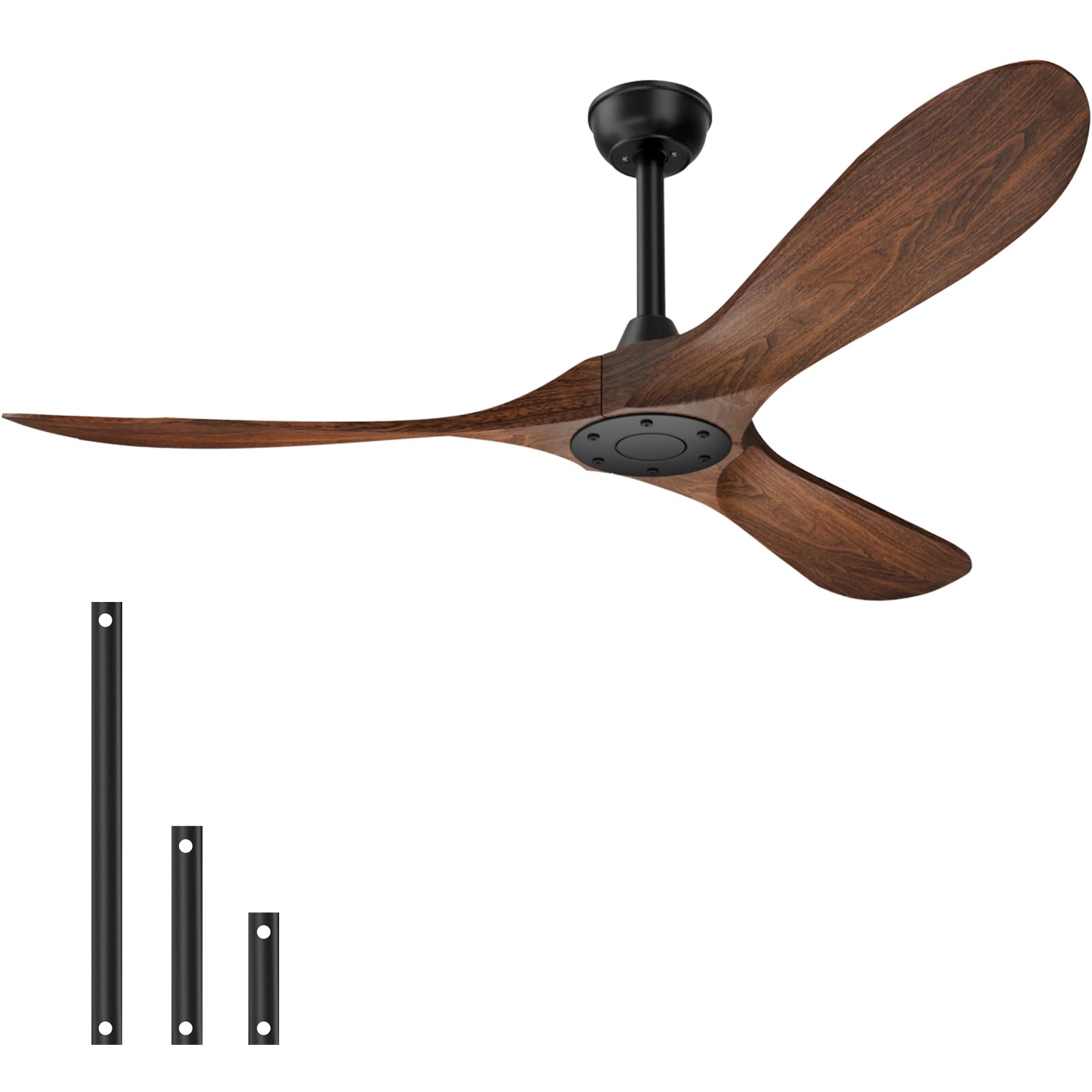CLUGOJ Black Ceiling Fan, Modern Ceiling Fans with Remote, Indoor/Outdoor Ceiling Fans for Patios Farmhouse Bedroom, 52", Matte Black