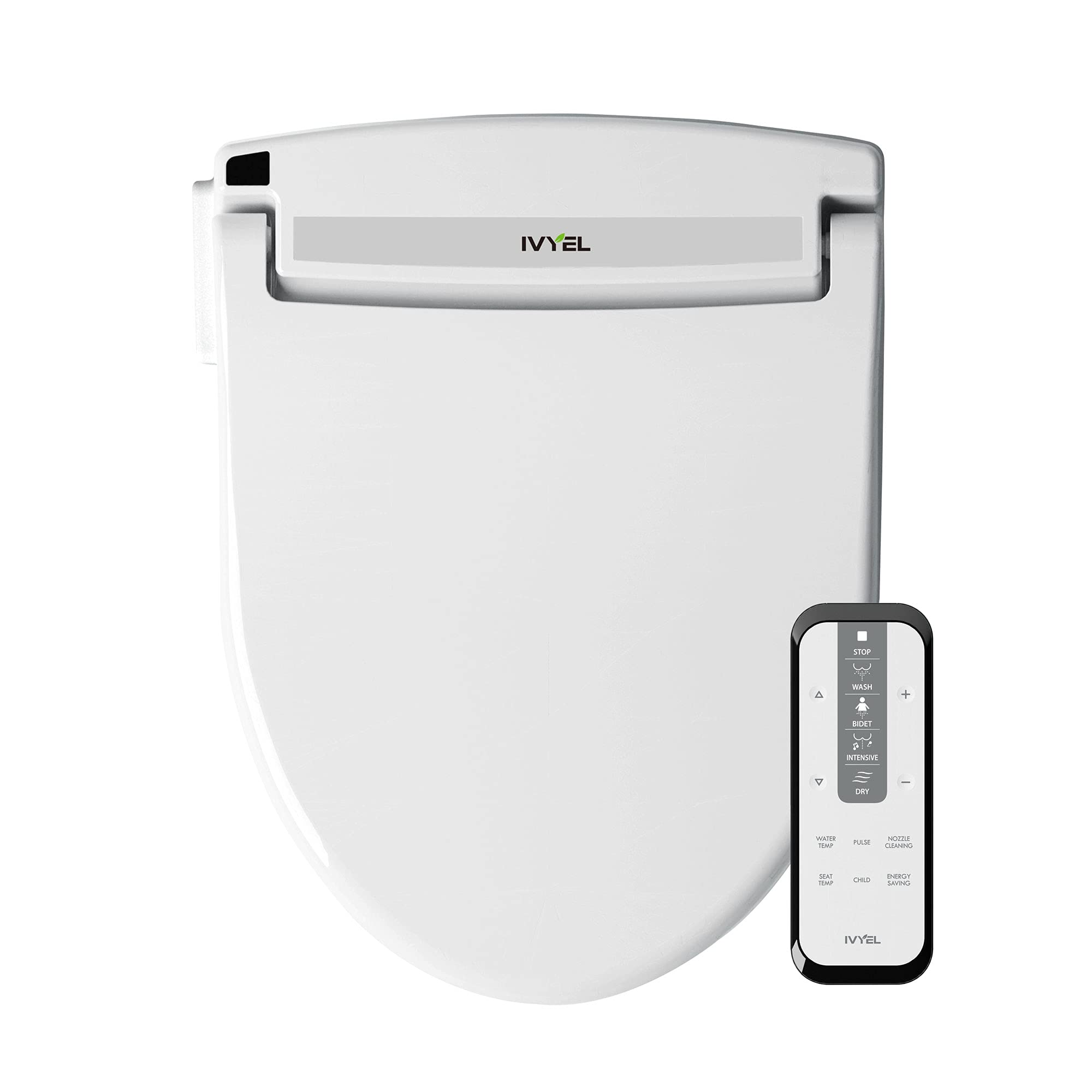 Ivyel GL-3 REM Smart Electric Bidet for Toilet Seat with Remote,For Round Toilets,Stainless Steel Self Cleaning Nozzle,Heated bidet Toilet Seat with Warm Water,Air Dryer,Intensive Wash