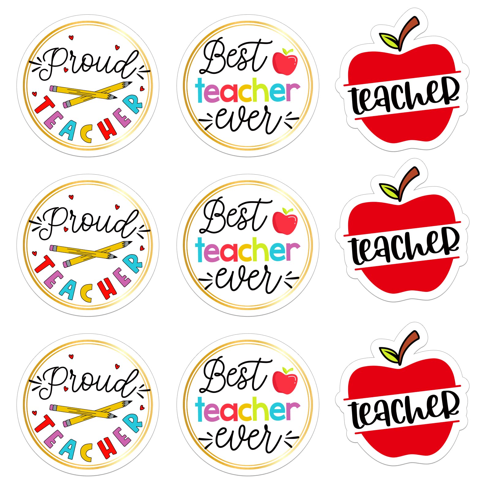FLYAB 36Pcs Thank You Teacher Sticker Labels 1.5" Apple Teacher Appreciation Gift Tags Stickers Labels Thank You Teacher Round Stickers for Gift Wrap Box Cards Envelope Seals Party Favors Supplies