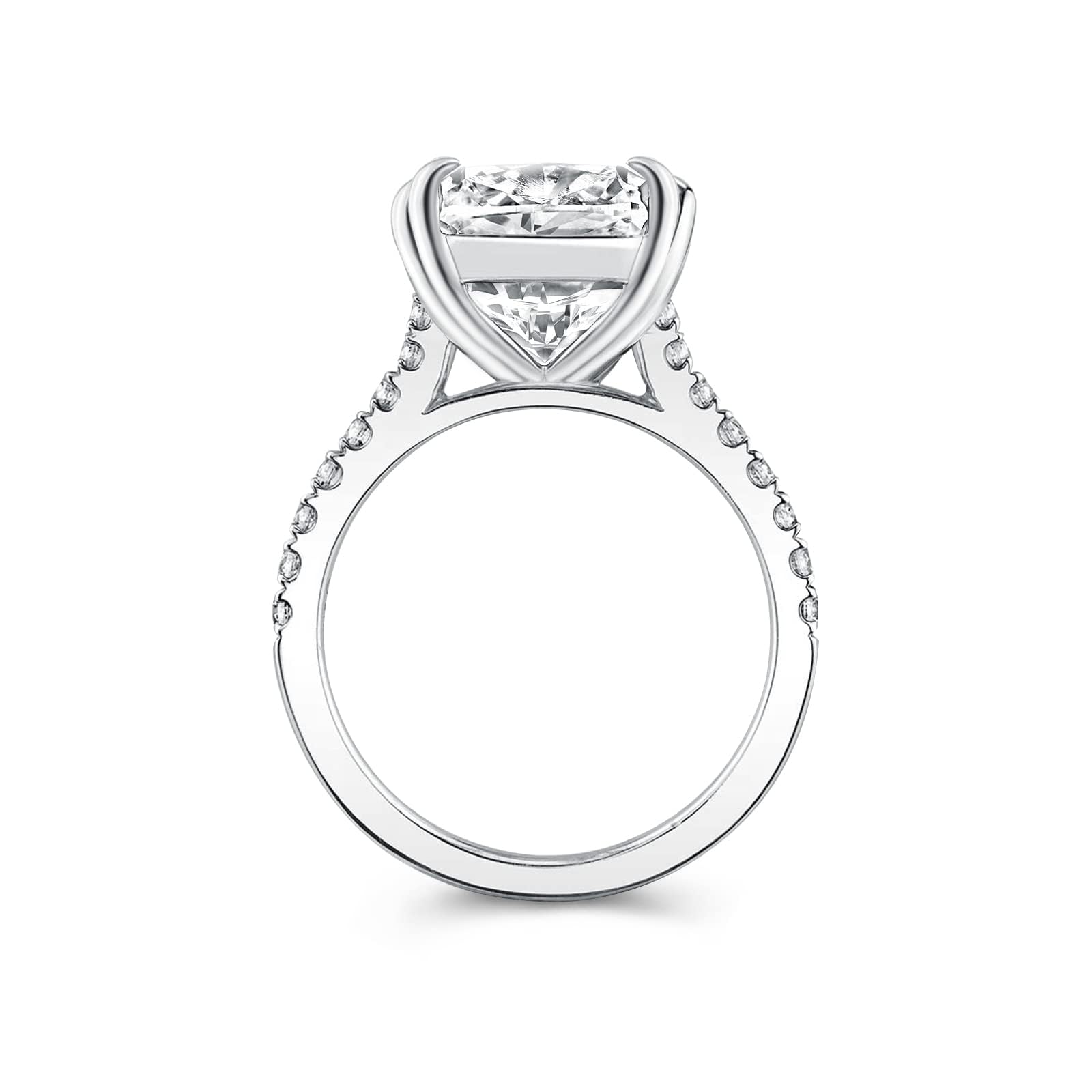 Effinny 4.5ct Square Crushed Ice Cushion Cut Engagement Ring for Women,Sterling Silver CZ Simulated Diamond Promise Ring (9)
