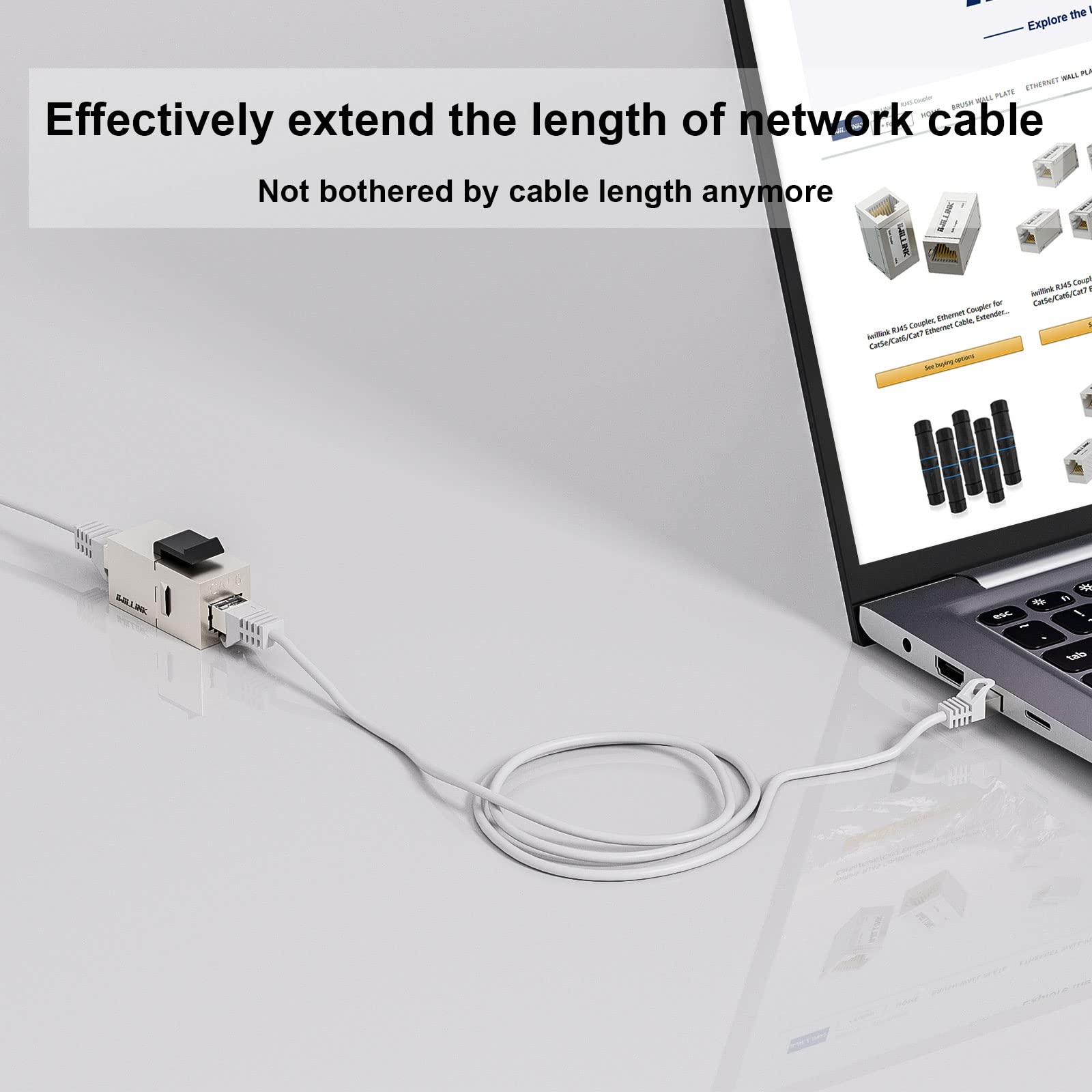 iwillink Cat6 Coupler RJ45 Cat6 Shielded Coupler 25-Pack, Ethernet Coupler, Female to Female Cat6 Keystone Jack, STP Keystone Insert Inline Coupler, Silver