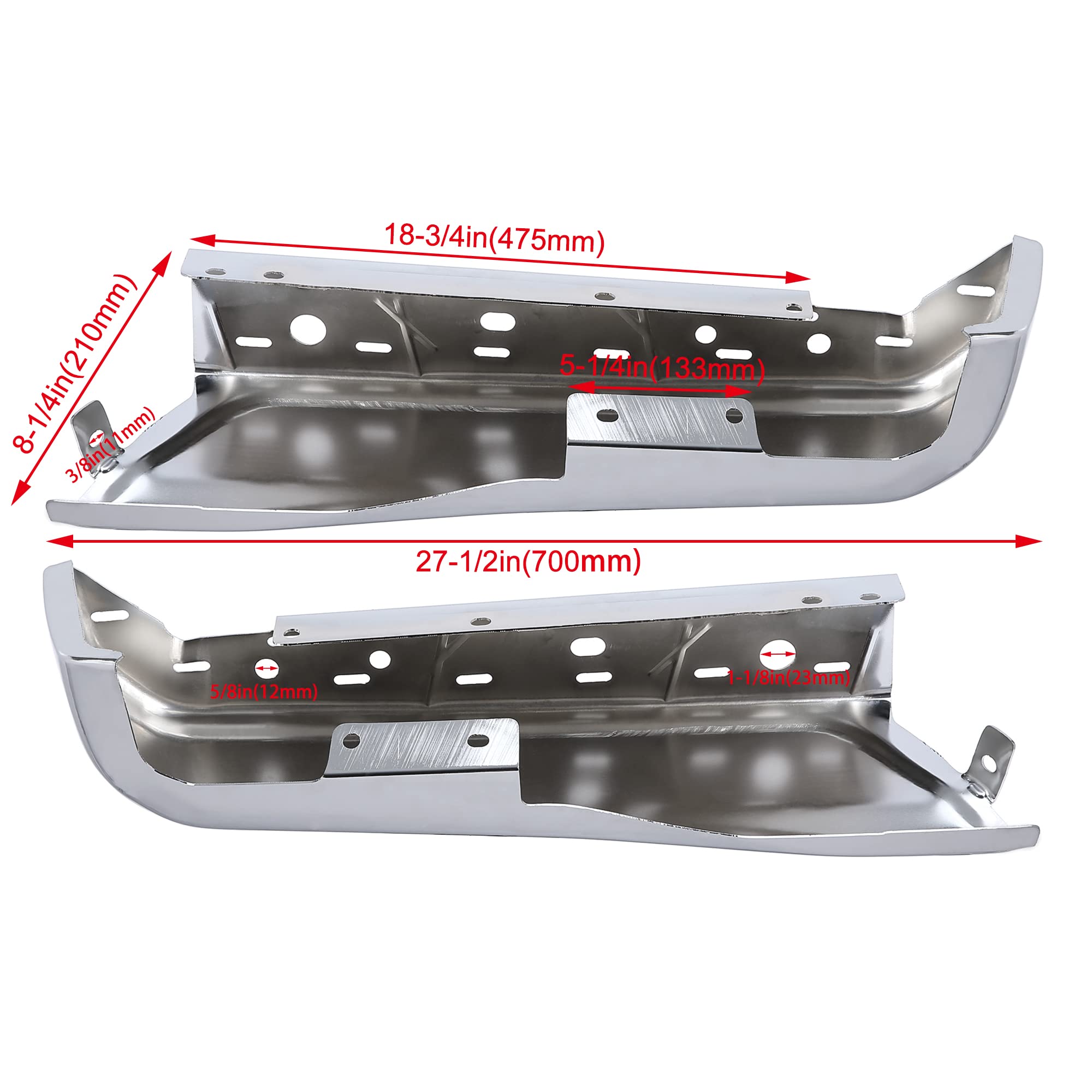 ECOTRIC Rear Bumper Ends Caps Cover Compatible with 2015-2020 Ford F150 Replacement For FO1102380 W/O Park Sensor Holes Chrome Steel Left & Right