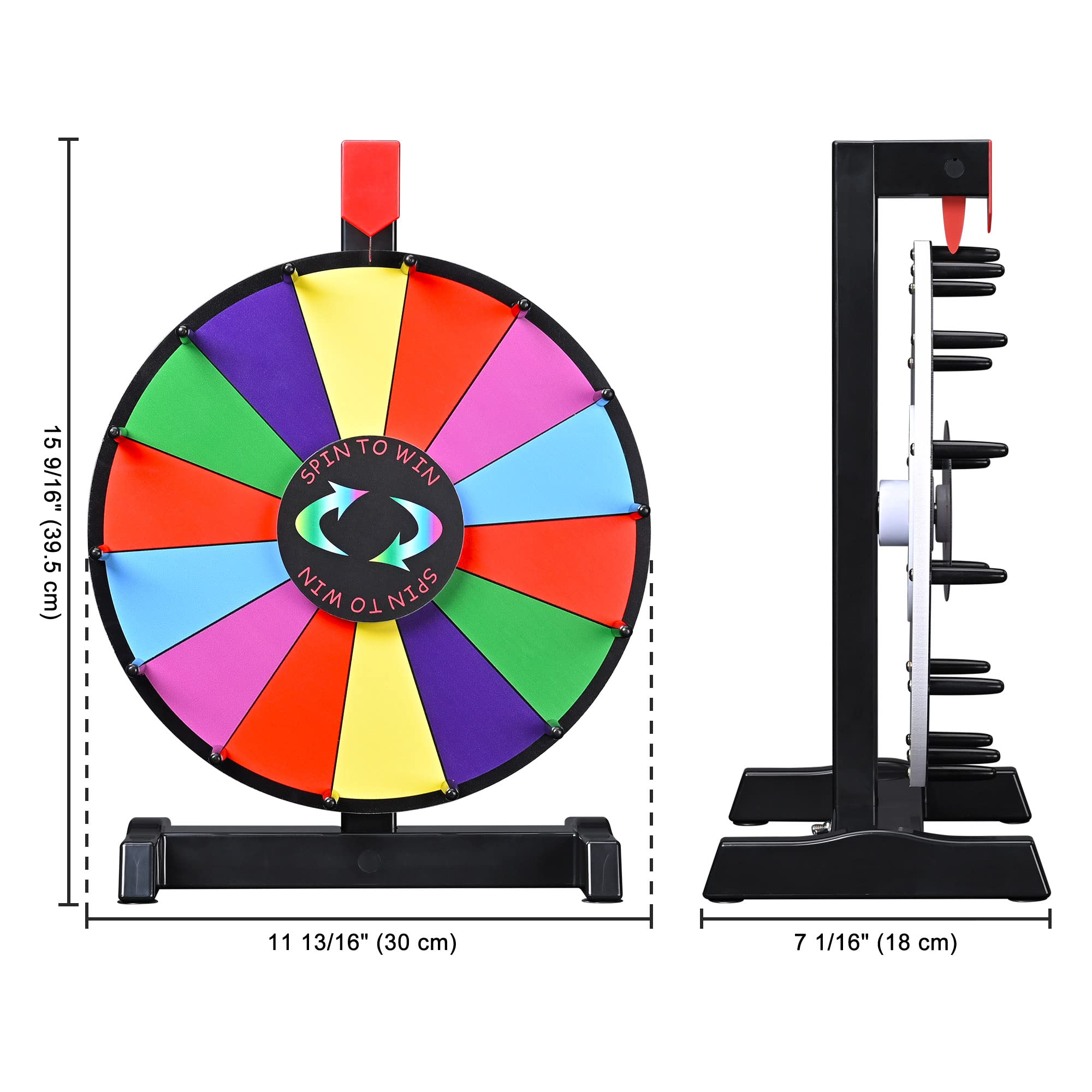 WinSpin 12" Color Prize Wheel Tabletop 14 Slots Heavy Duty Editable Spinning Wheel for Fortune Spinning Game Carnival & Tradeshow, Classic Series