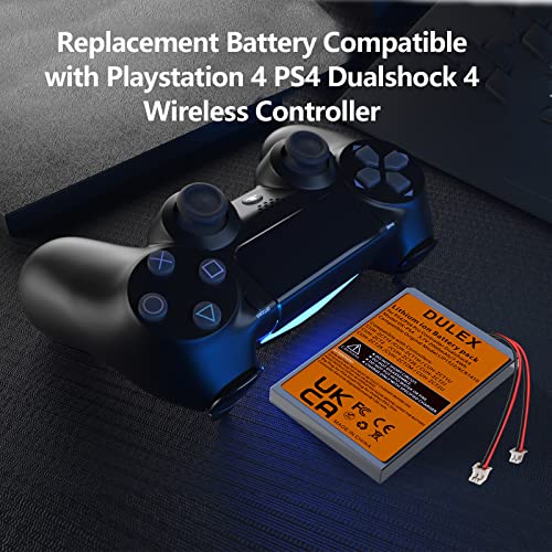 DULEX 3.7V 2000mAh LIP1522 Replacement Battery with Big and Small Plug for Playstation 4 PS4 Dualshock 4 Wireless DX-PS4 0