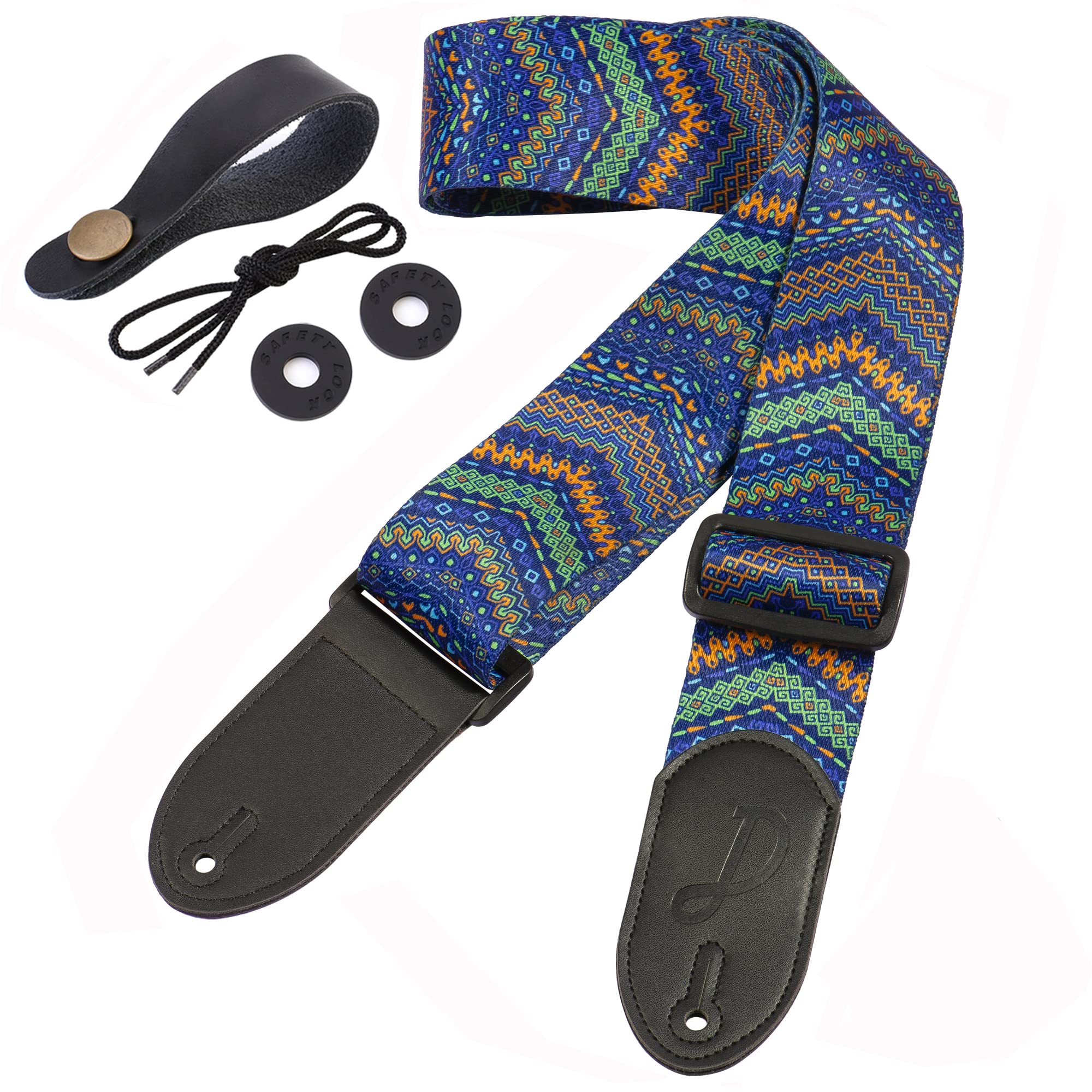 Dulphee Guitar Strap, W/Free 2 Locks & 1 Button, Ultra Comfortable Shoulder Straps for Bass, Electric & Acoustic Guitars, Guitar Accessories
