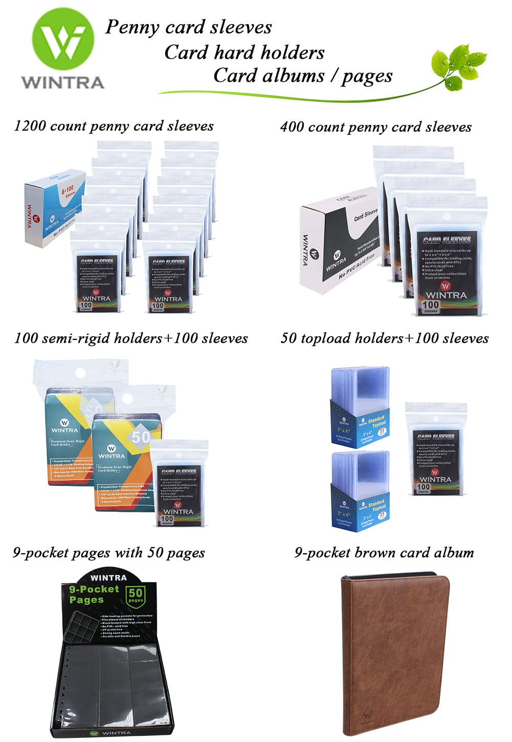 WINTRA 12-Pocket Black Double-Sided Trading Card Album, Side Loading Premium Card Binder, 720 Pockets Binder for Standard Trading and Sports Cards