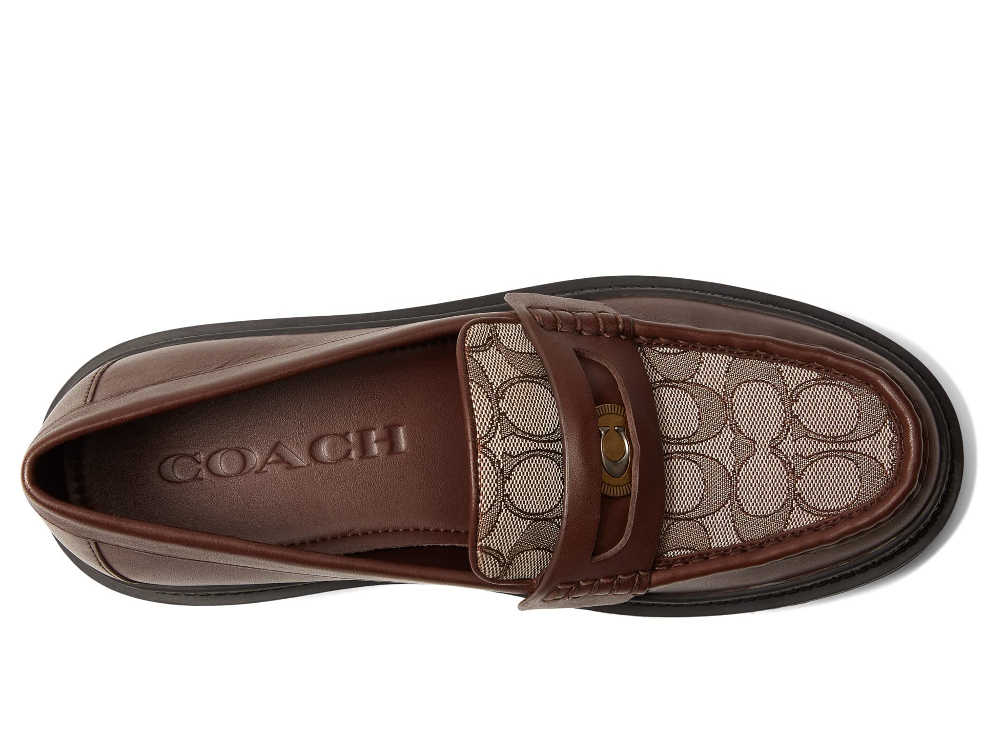 COACH Men's Casual Cooper Loafer With Signature Jacquard And Signature Coin, Color Maple, Size 9